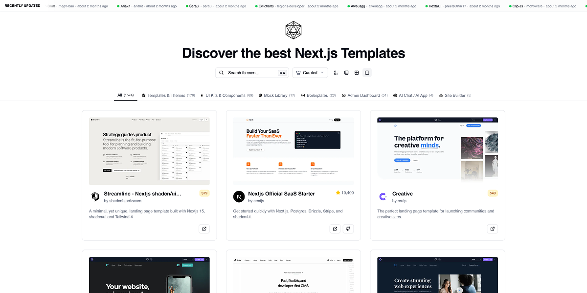 NextTemplates - Next.js Themes & Templates Directory